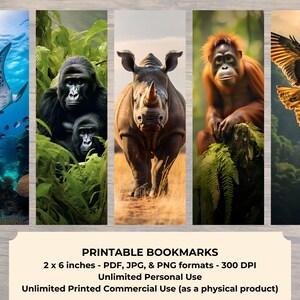 Endangered Animal PRINTABLE Bookmarks, High Resolution Digital Download ...