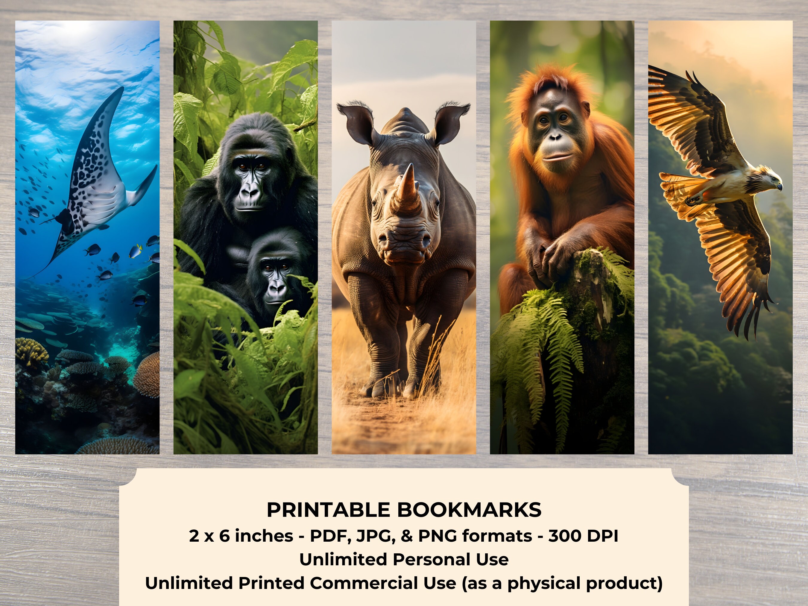 Endangered Animal PRINTABLE Bookmarks, High Resolution Digital Download ...