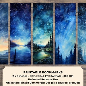 25 Starry Night Sky PRINTABLE Bookmarks, Digital Download Celestial ...