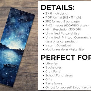25 Starry Night Sky PRINTABLE Bookmarks, Digital Download Celestial ...