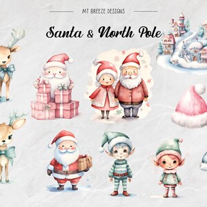 55 Pastel Christmas Watercolor Clipart Set, High Resolution Pastel Xmas ...
