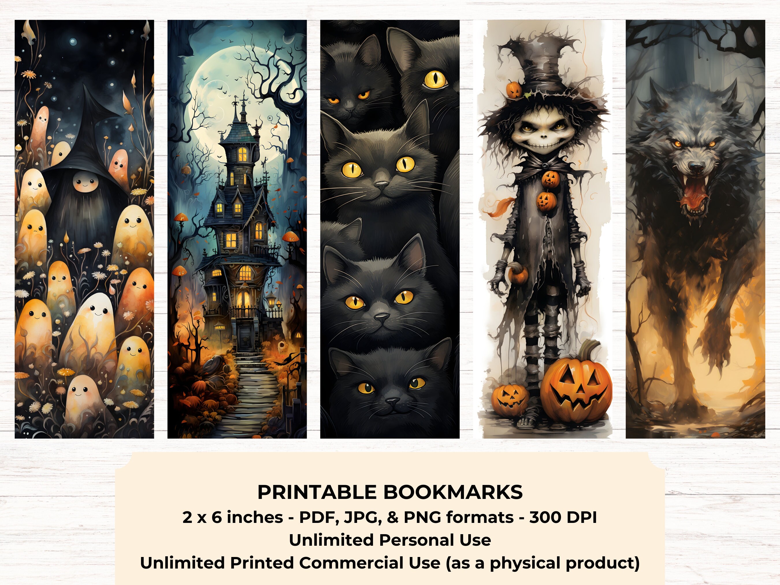 30 Halloween PRINTABLE Bookmarks High Resolution Digital Download ...