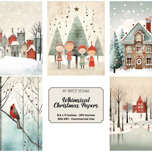 20 Whimsical Christmas Digital Paper Set, Xmas Holiday Background ...