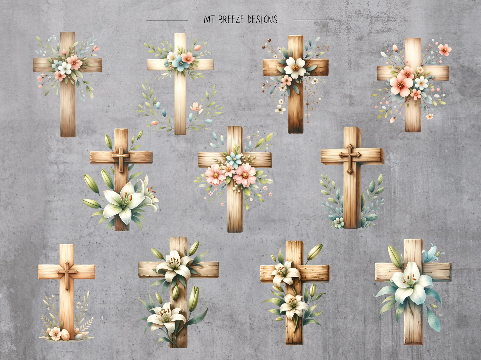 52 Easter Cross Clipart Set - High Resolution Christian Crucifix Clip ...