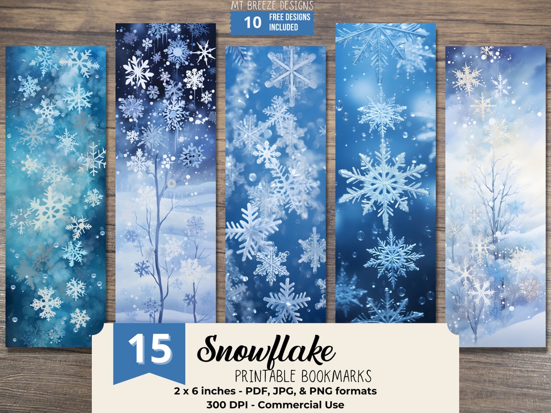 15 Snowflake PRINTABLE Bookmarks, High Resolution Digital Download ...