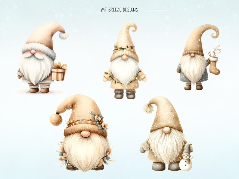 21 Gold Christmas Gnomes Clipart Set High Resolution Gold Xmas Gnome ...