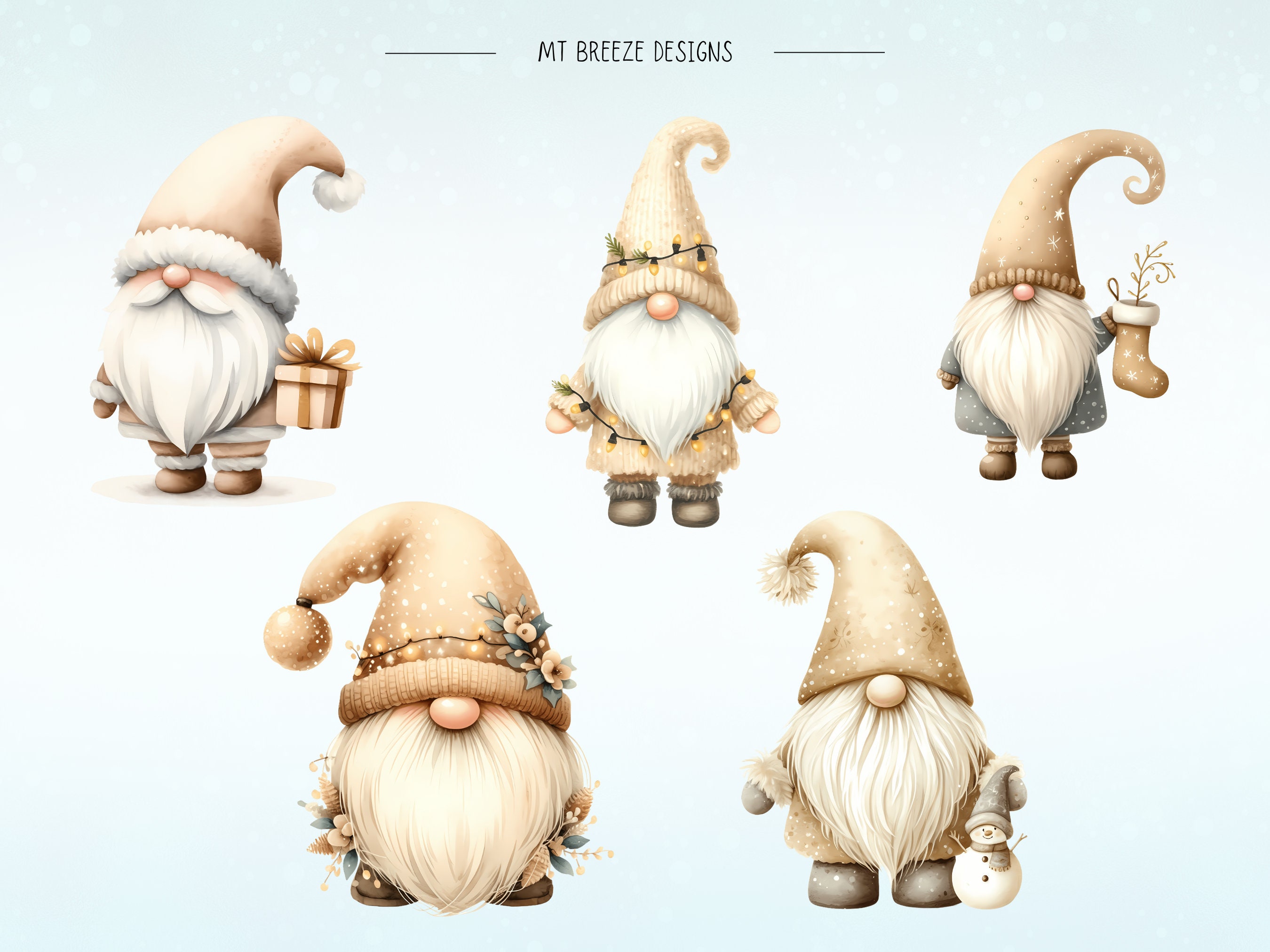 21 Gold Christmas Gnomes Clipart Set High Resolution Gold Xmas Gnome ...