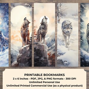 20 Majestic Wolf PRINTABLE Bookmarks, Digital Download Alaska Wildlife ...
