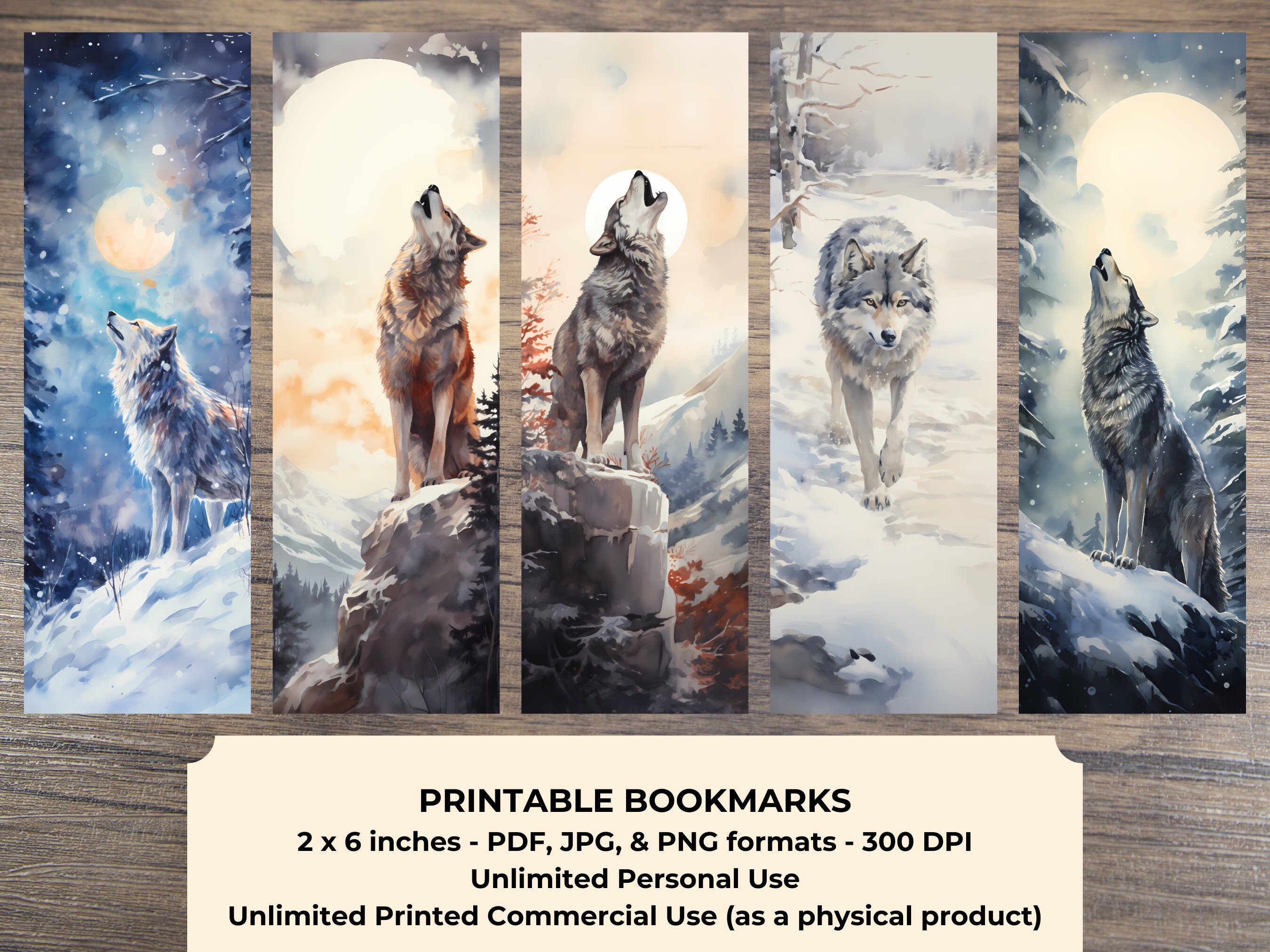 20 Majestic Wolf PRINTABLE Bookmarks, Digital Download Alaska Wildlife ...