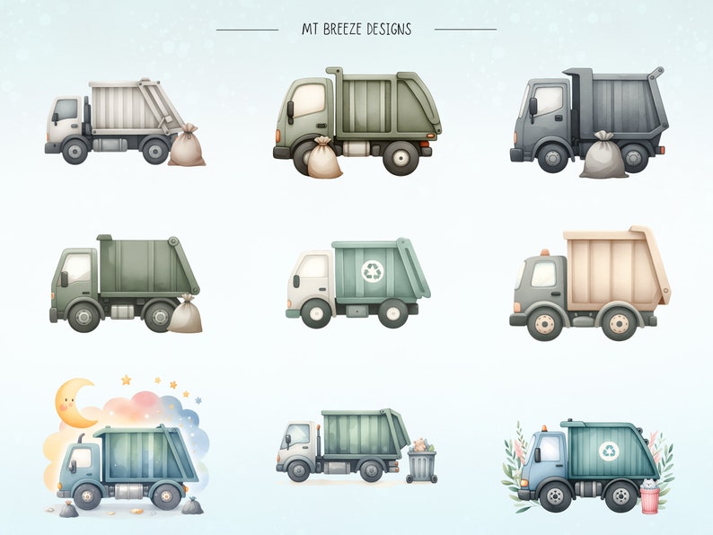 40 Garbage Trucks Clipart Set Recycling and Garbage Truck Clip Art PNG ...