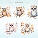 25 Cute Owls Watercolor Clipart Set, High Resolution Leaves and Owl ...