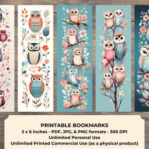 Boho Owls PRINTABLE Bookmarks, High Resolution Digital Download Floral ...