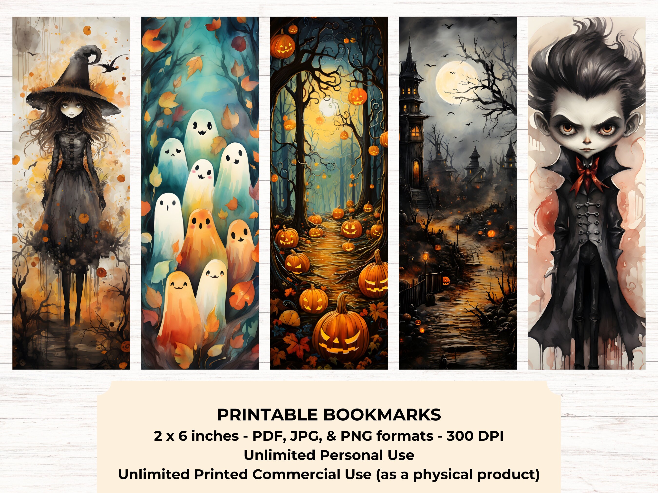 30 Halloween PRINTABLE Bookmarks High Resolution Digital Download ...