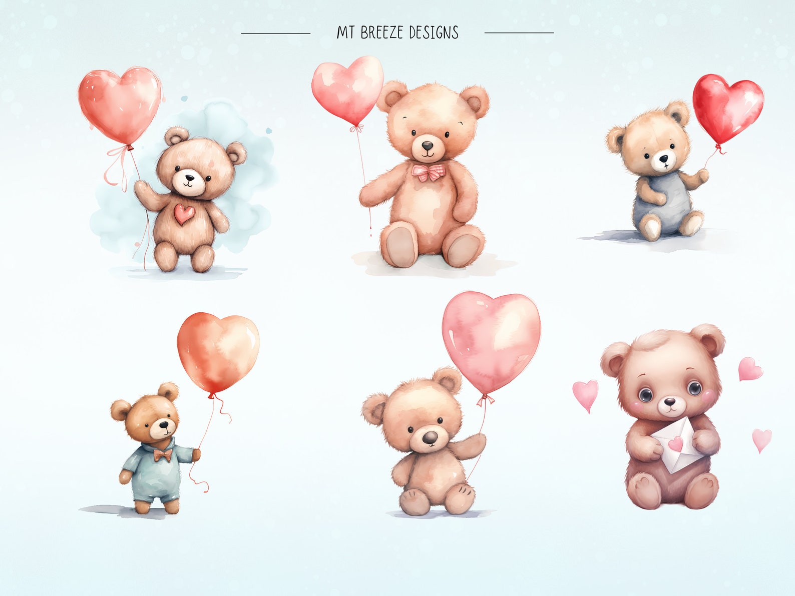 21 Valentine Bears Clipart Set - High Resolution Cute Teddy Bear ...