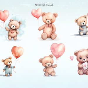 21 Valentine Bears Clipart Set - High Resolution Cute Teddy Bear ...