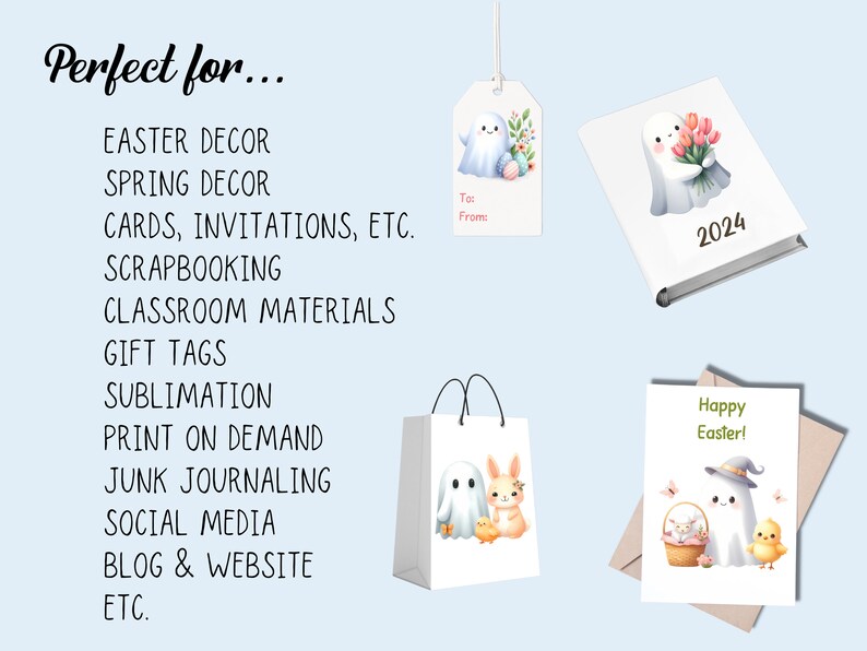 46 Easter Ghosts Clipart Set Spooky Spring Ghosts With Easter Eggs ...