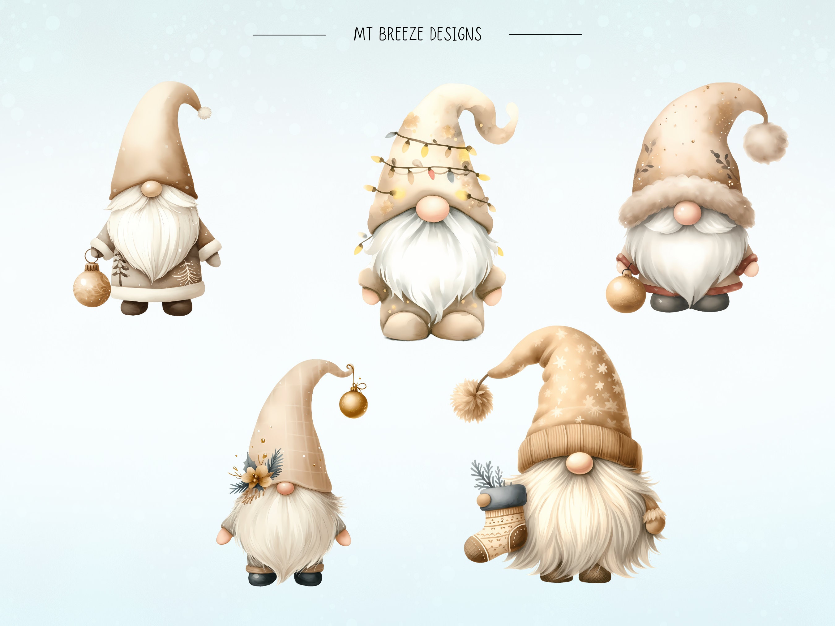 21 Gold Christmas Gnomes Clipart Set High Resolution Gold Xmas Gnome ...