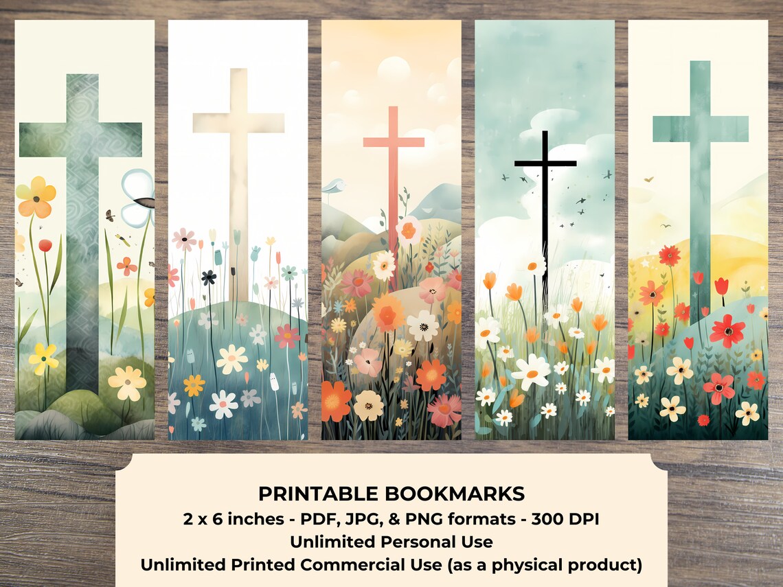 Crosses in Spring PRINTABLE Bookmarks, Christian Easter Digital ...
