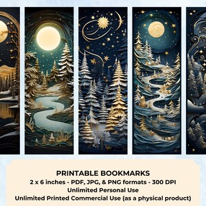 3D Winter Forest PRINTABLE Bookmarks, High Resolution Digital Download ...