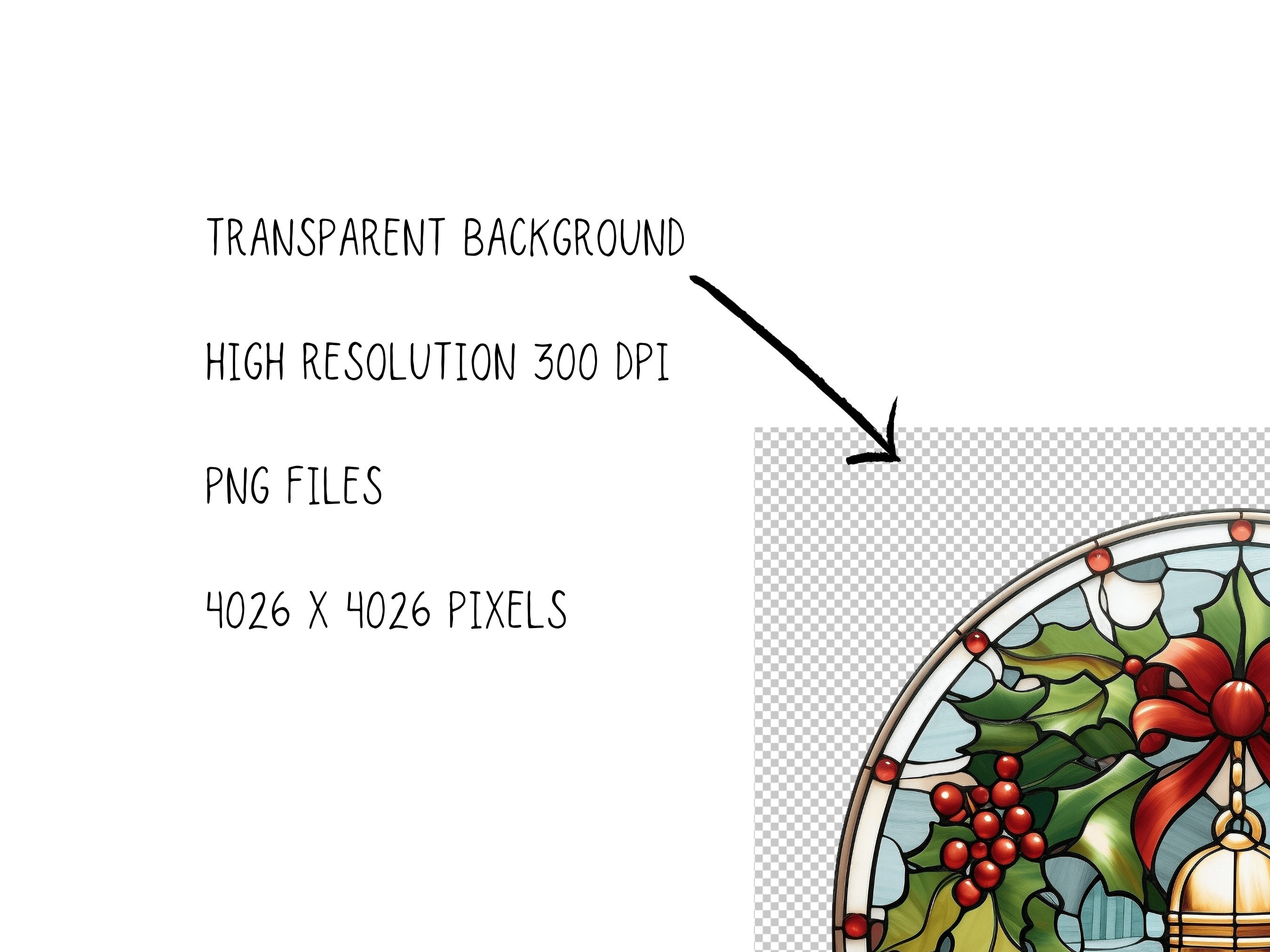 20 Stained Glass Christmas Clipart Set - High Resolution Winter Xmas ...