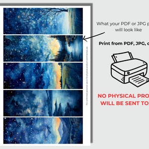 25 Starry Night Sky PRINTABLE Bookmarks, Digital Download Celestial ...