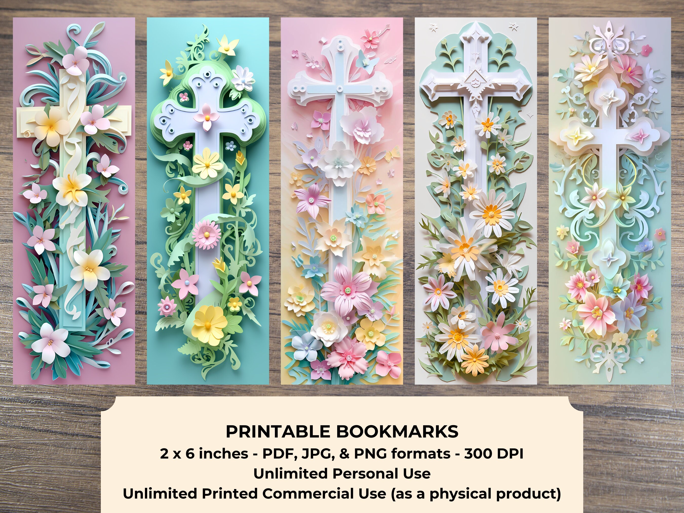 3D Easter Crosses PRINTABLE Bookmarks, Christian Crucifix High ...
