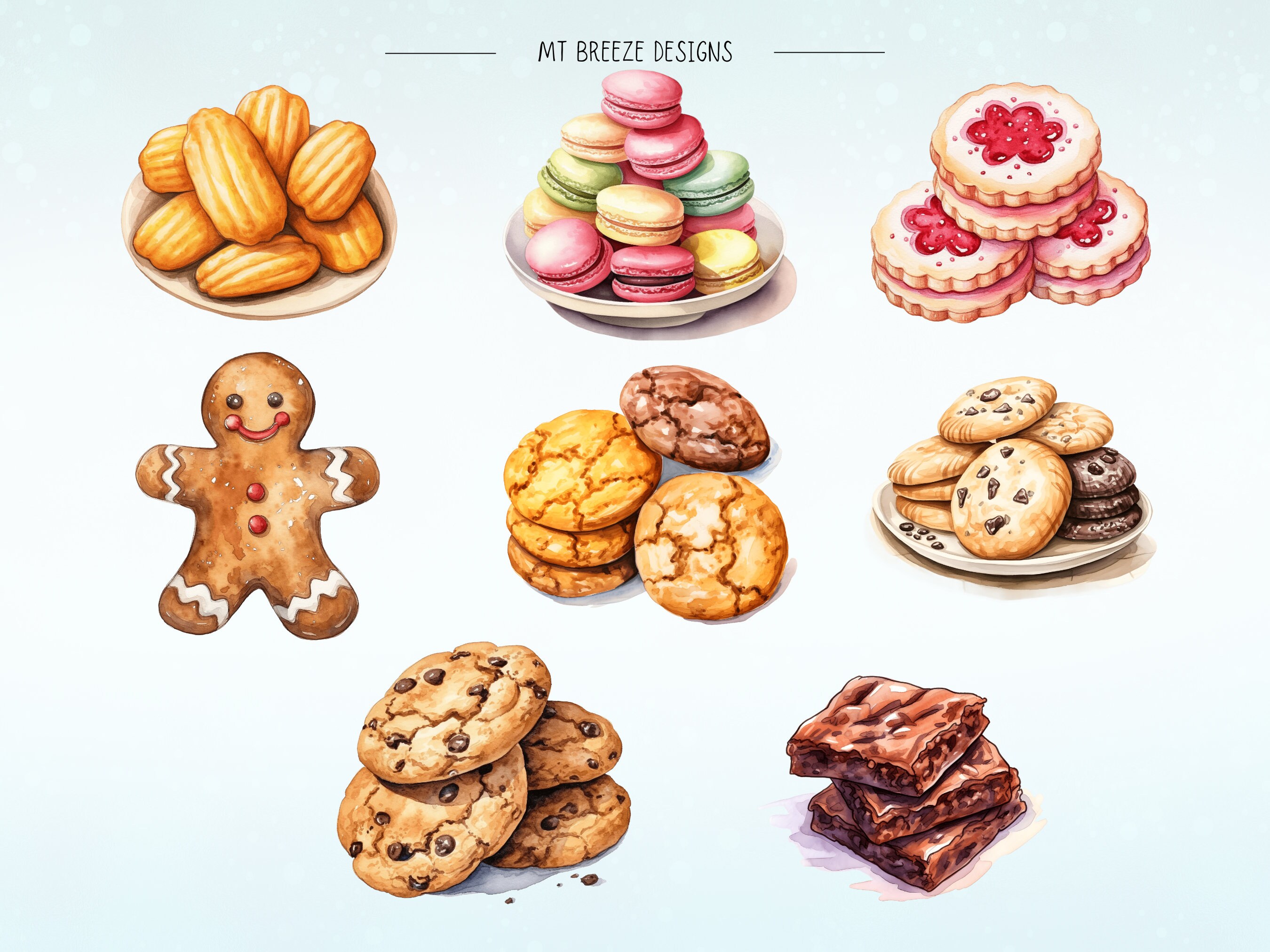 Pastries Watercolor Clipart Set 38 High Resolution Cake & Dessert ...