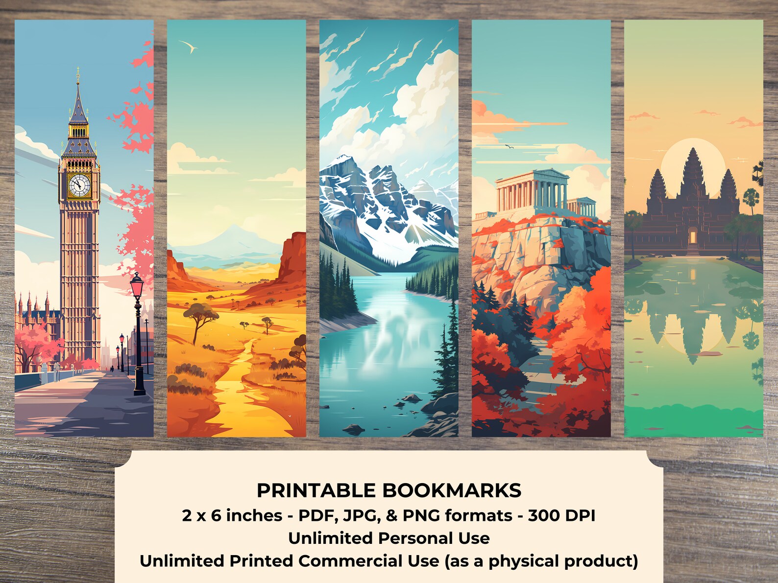 World Travel PRINTABLE Bookmarks, Famous Landmark High Resolution ...