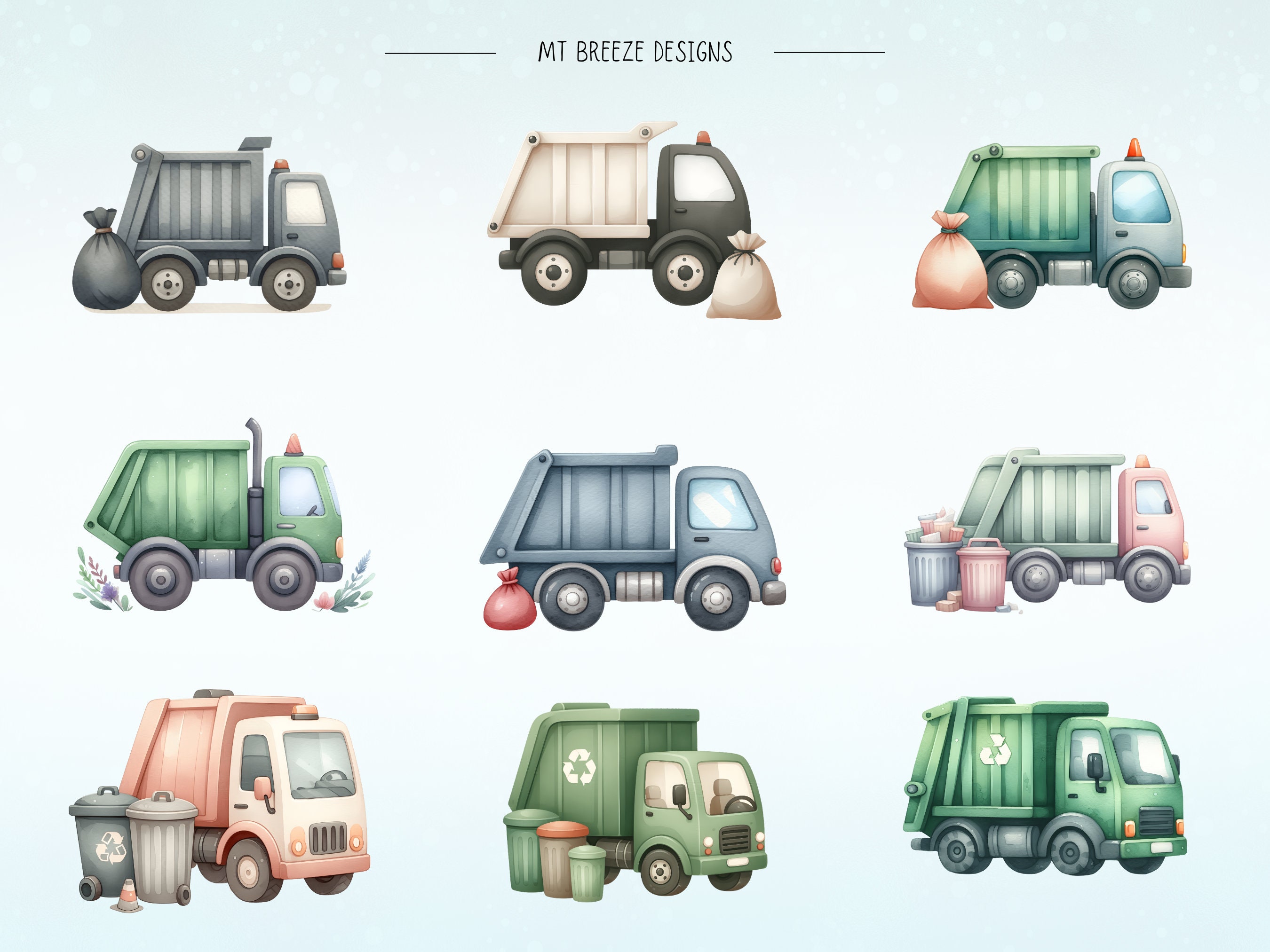 40 Garbage Trucks Clipart Set - Recycling and Garbage Truck Clip Art ...