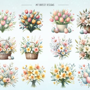 40 Easter Clipart Set - High Resolution Spring Watercolor Clip Art PNG ...