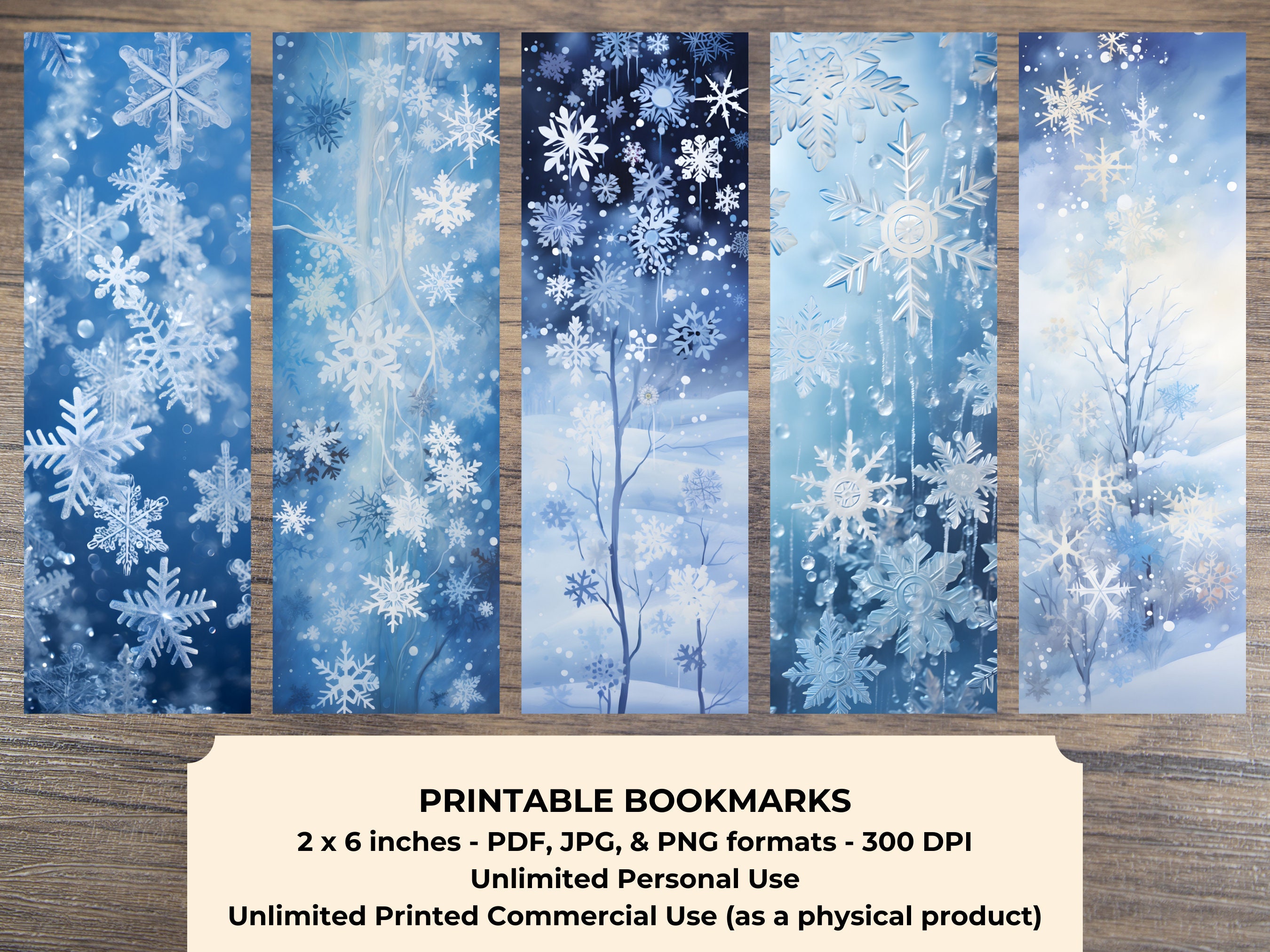 15 Snowflake PRINTABLE Bookmarks, High Resolution Digital Download ...