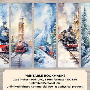 20 Christmas Train PRINTABLE Bookmarks, High Resolution Digital ...