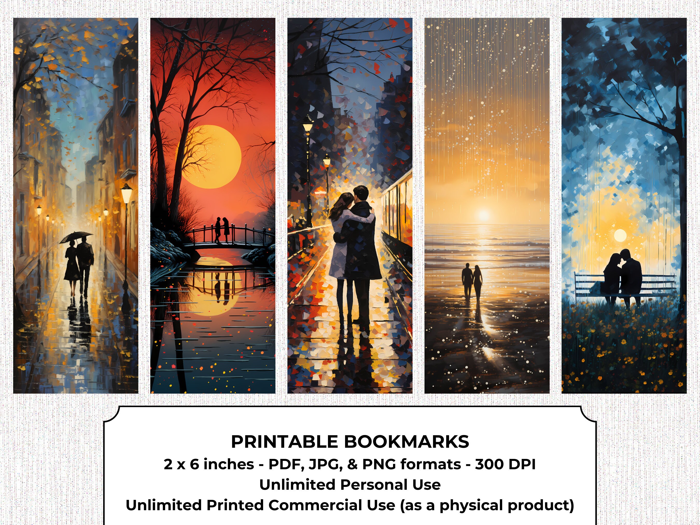 20 Romantic Dates PRINTABLE Bookmarks, High Resolution Digital Download ...