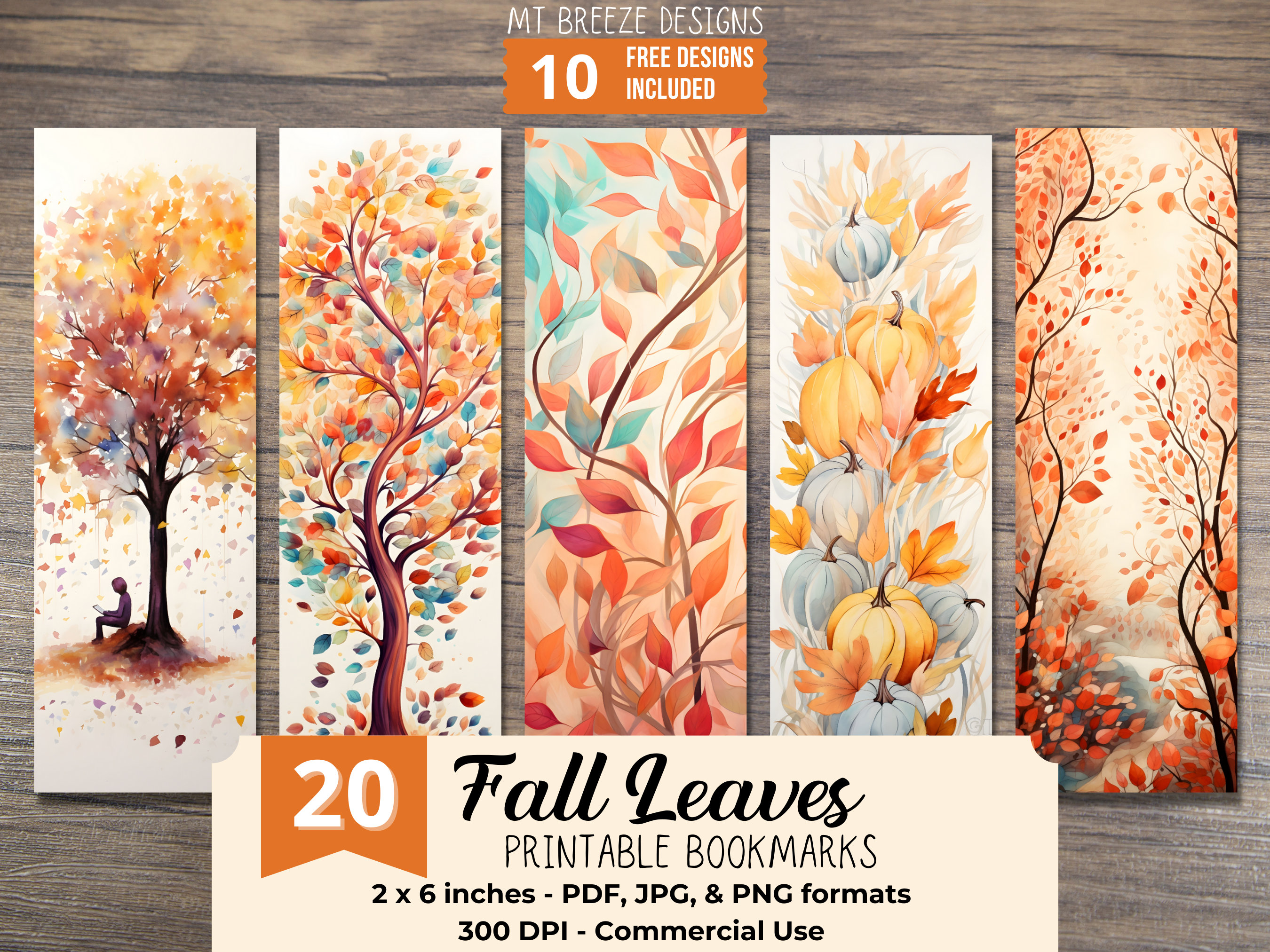 20 Fall Leaves PRINTABLE Bookmarks, High Resolution Digital Download ...