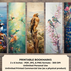 Birds in Nature PRINTABLE Bookmarks, High Resolution Digital Download ...