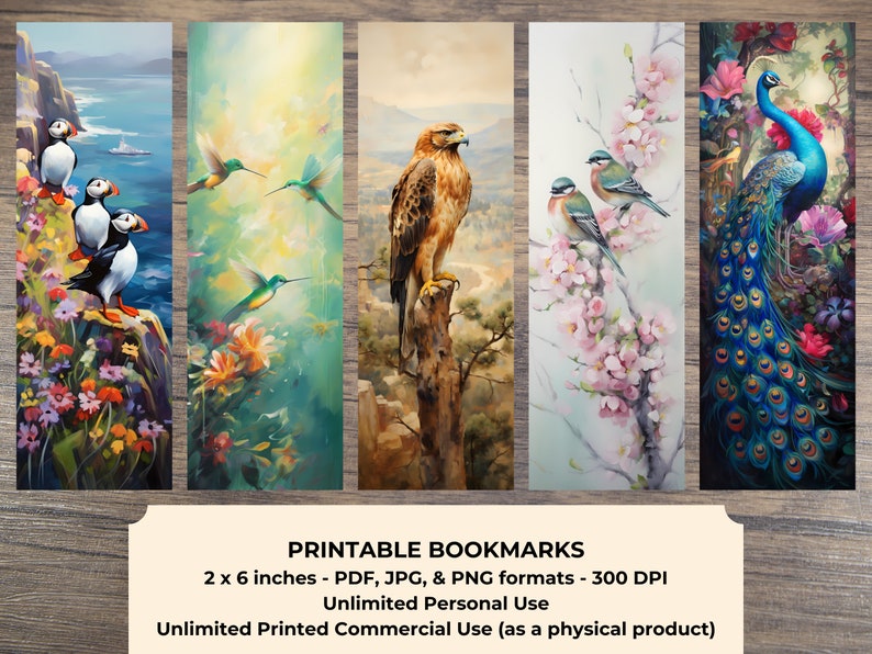 Birds in Nature PRINTABLE Bookmarks High Resolution Digital - Etsy