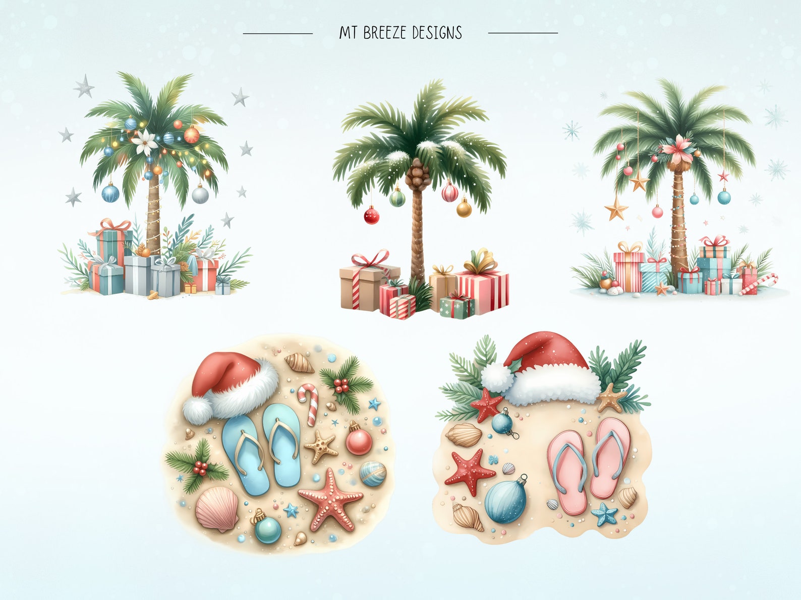 23 Tropical Christmas Clipart Set High Resolution Surfing - Etsy UK
