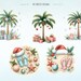23 Tropical Christmas Clipart Set - High Resolution Surfing Santa Beach ...