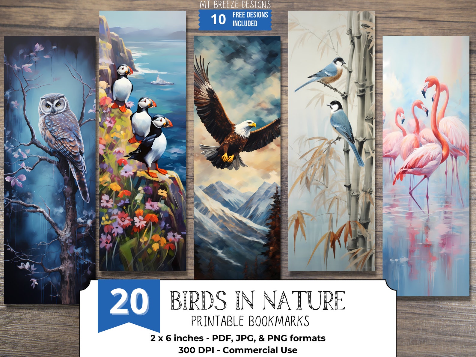 Birds in Nature PRINTABLE Bookmarks, High Resolution Digital Download ...