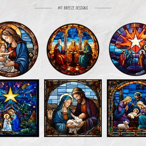 18 Stained Glass Nativity Clipart Set - High Resolution Christmas Bible ...