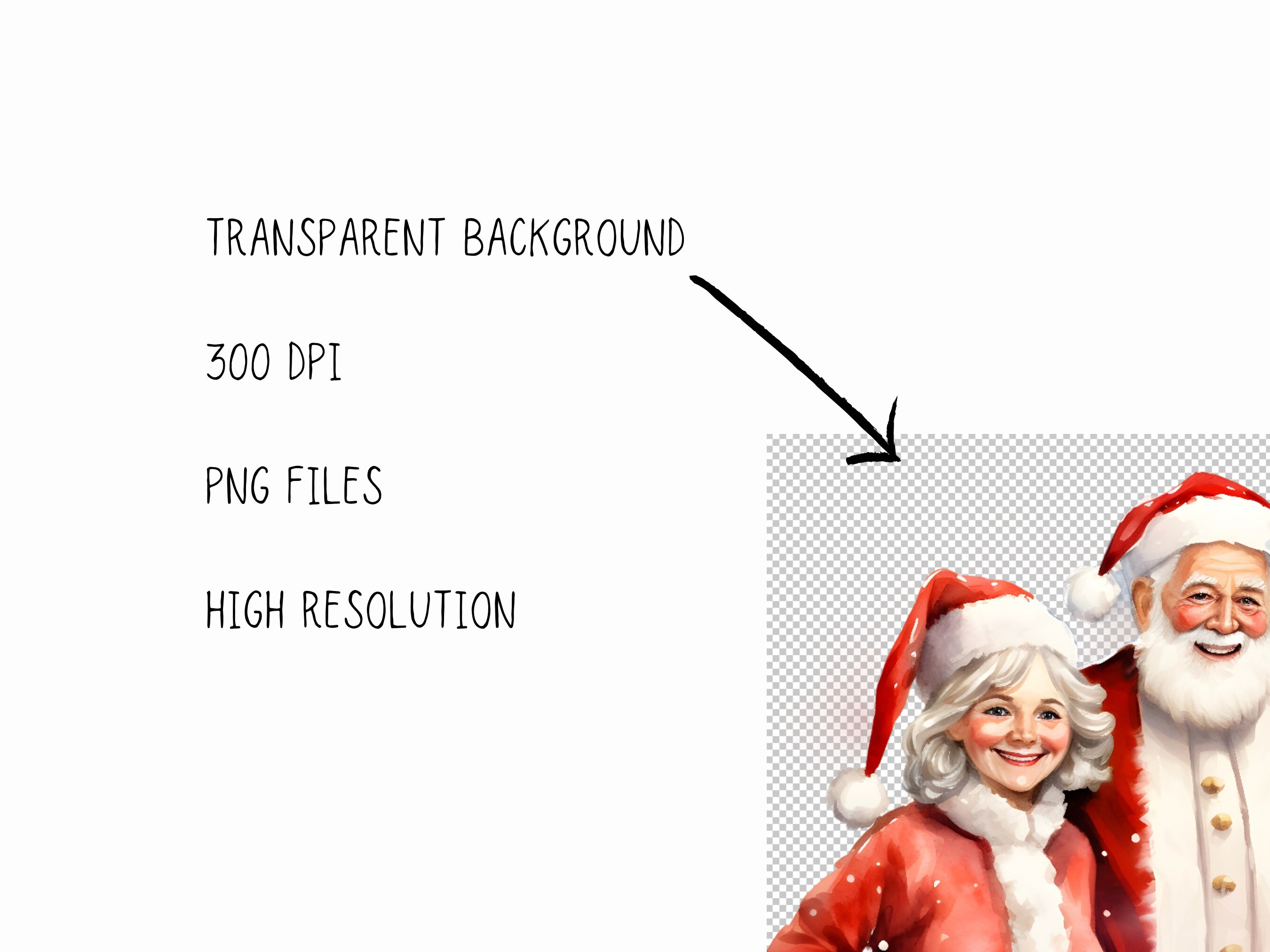 20 Santa and Mrs. Claus Watercolor Clipart Set - High Resolution ...