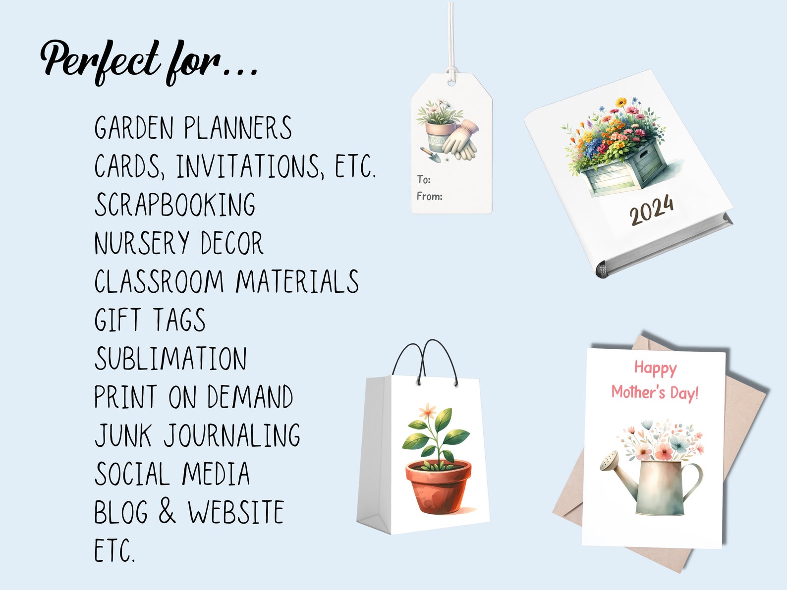 30 Gardening Clipart Set High Resolution Spring Garden Watercolor Clip ...