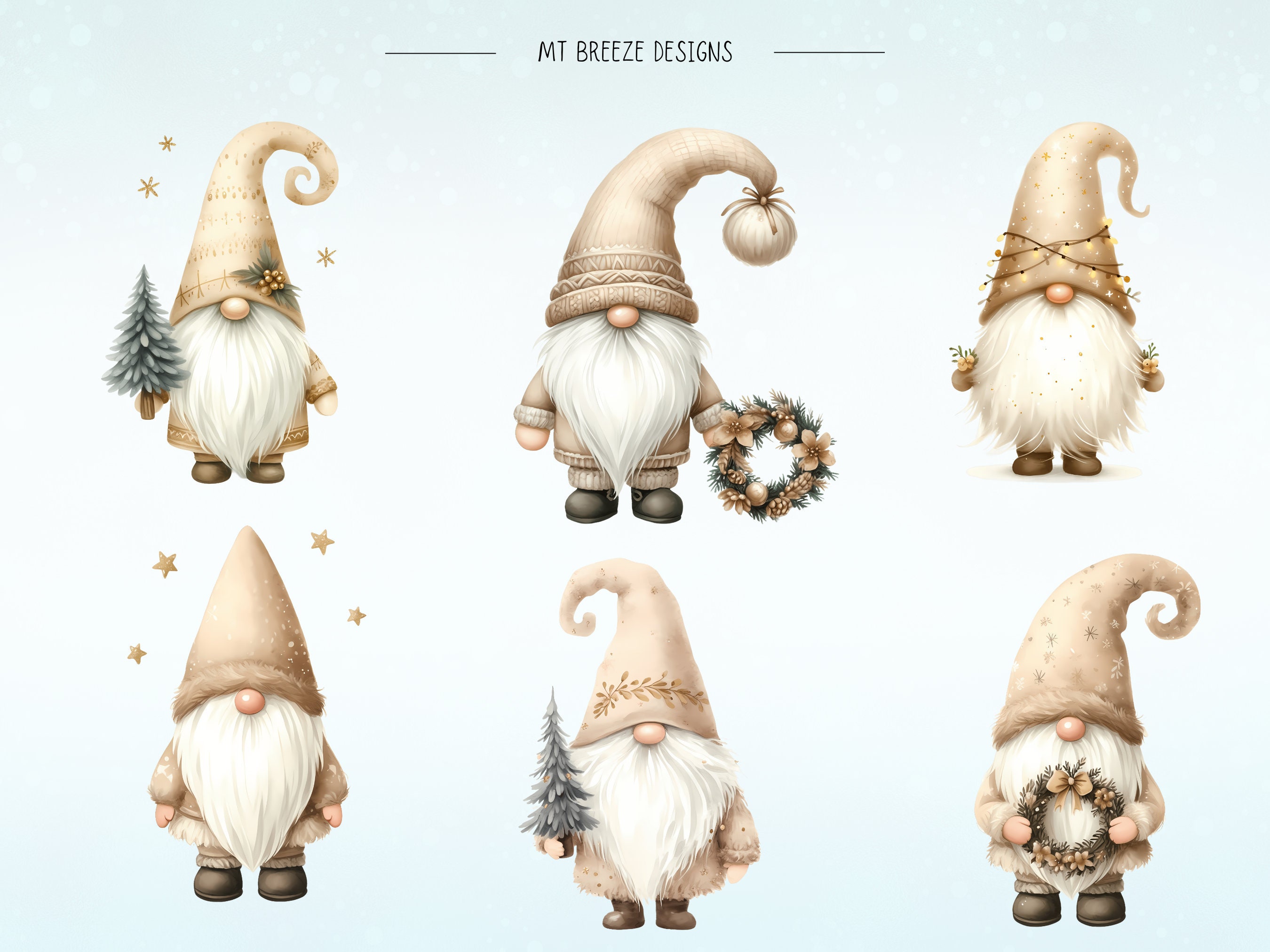 21 Gold Christmas Gnomes Clipart Set High Resolution Gold Xmas Gnome ...