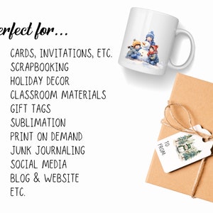 Snowman Scenes Watercolor Clipart Set - High Resolution Xmas Clip Art ...