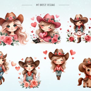 33 Cowboy Valentine Clipart Set - High Resolution Western Cowgirl Clip ...