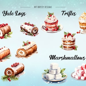 55 Christmas Desserts Watercolor Clipart Set - High Resolution Winter ...