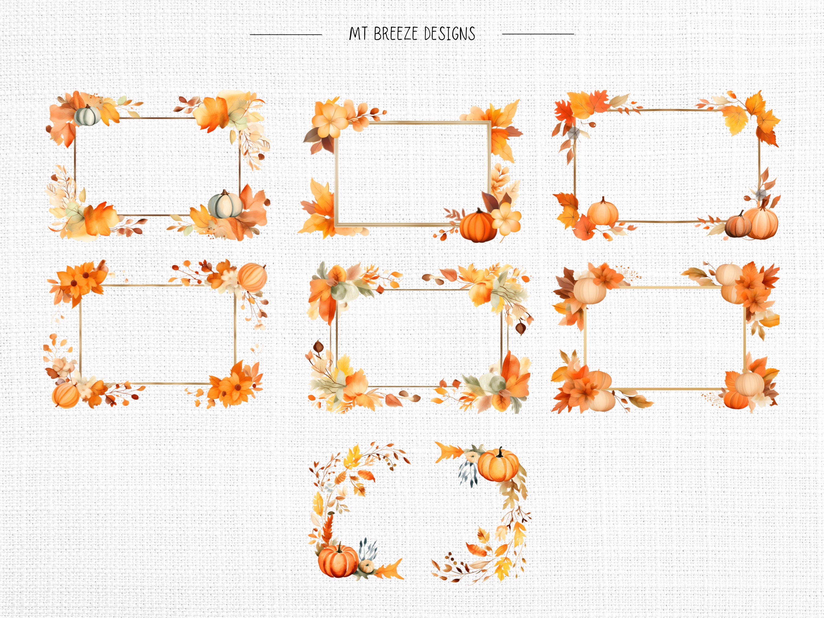 Fall Frames Watercolor Clipart Set, High Resolution Thanksgiving Turkey ...