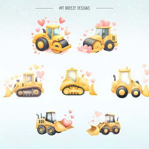 33 Construction Vehicle Valentine Clipart Set - Excavator & Dump Truck ...