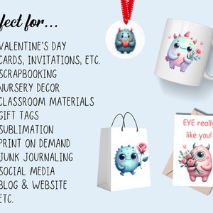 87 Valentine Monsters Watercolor Clipart Set, Cute Whimsical Alien Clip ...