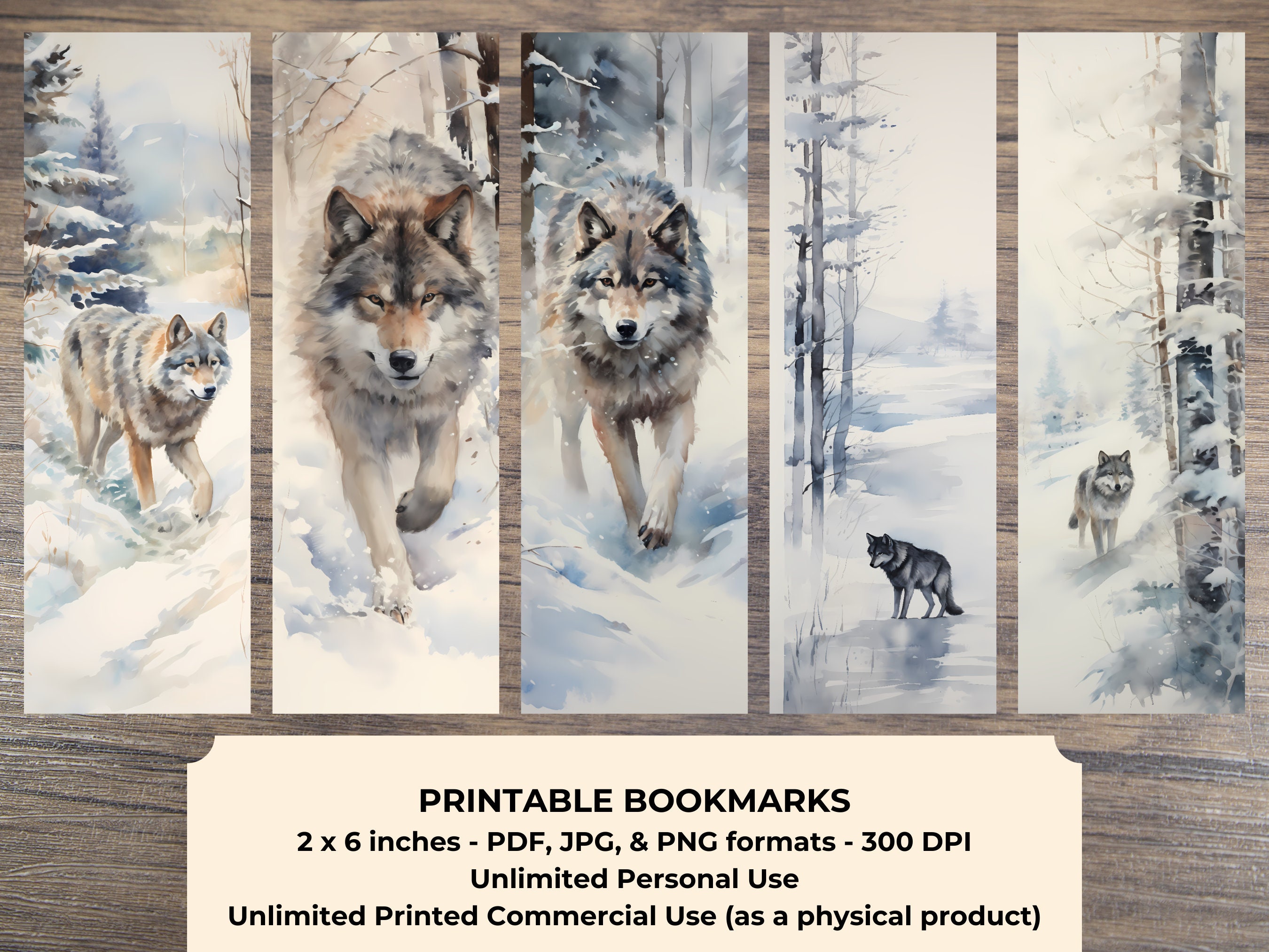 20 Majestic Wolf PRINTABLE Bookmarks, Digital Download Alaska Wildlife ...